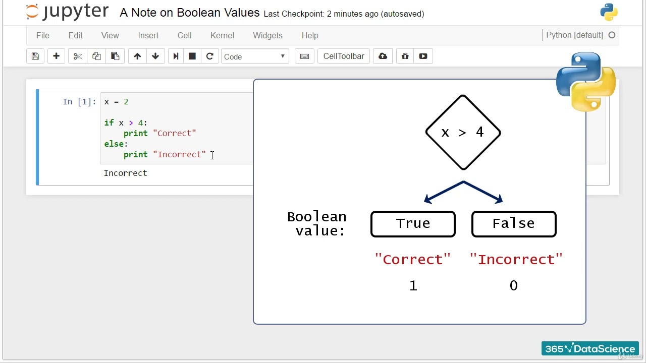 117 A Note on Boolean Values  (PYTHON CONDITIONAL STATEMENTS) DATA SCIENCE TUTORIAL BEGINNER COURSE