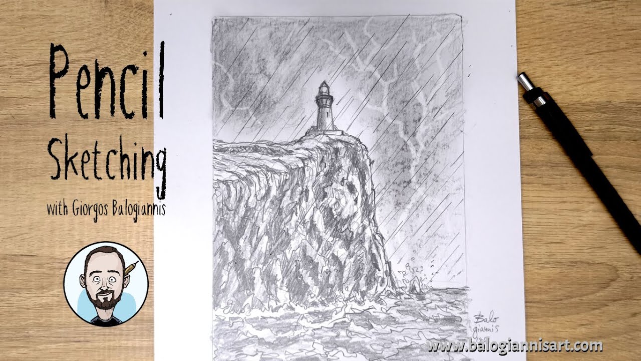 Lighthouse in the Storm Pencil Sketch – Speed Art Tutorial