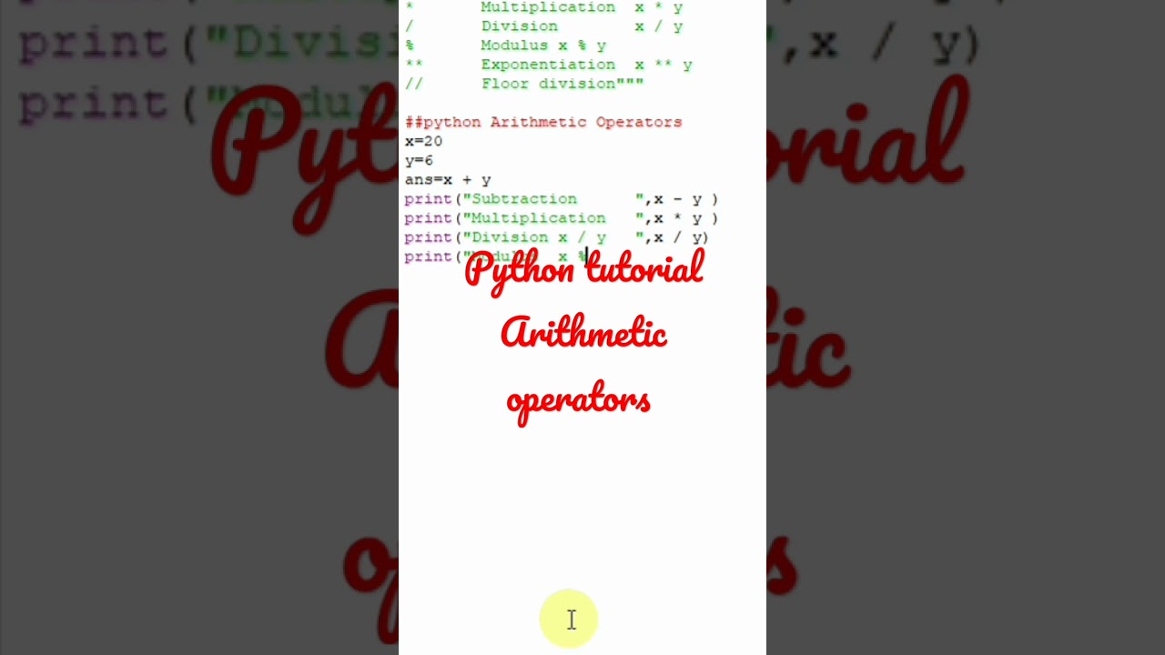 python tutorial Arithmetic operators