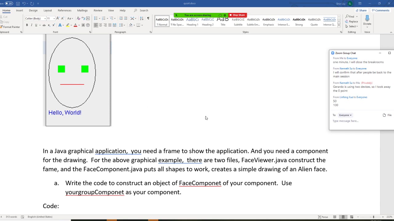 Java Graphical Interface programming basic knowledge training with a quiz -ch2Quiz4