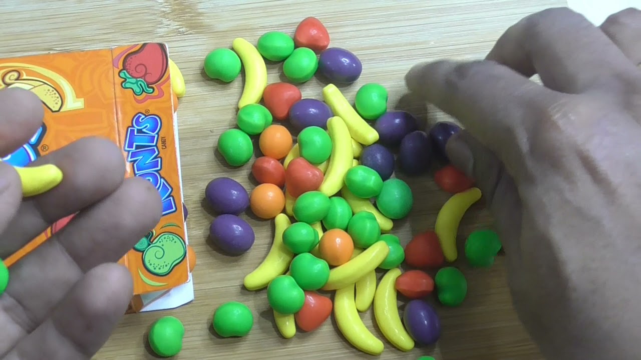 Runts Candies in different fruit shapes unboxing and review