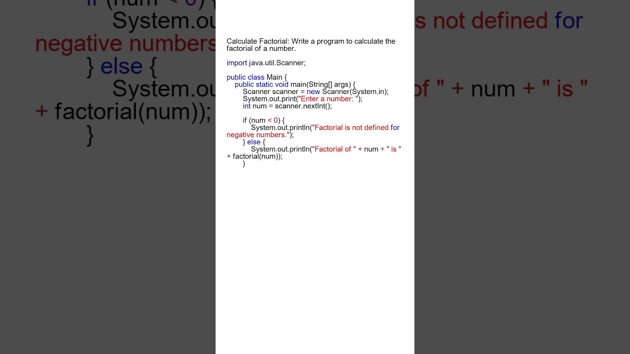 Java Program: Calculate Factorial of a Number #coding  #java #javadevelopment