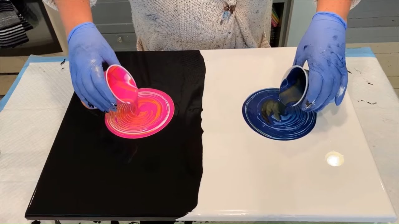 DOUBLE TROUBLE! A Double ring Pour/Primary Elements/New pouring medium/Art Alchemy/Acrylic Pour