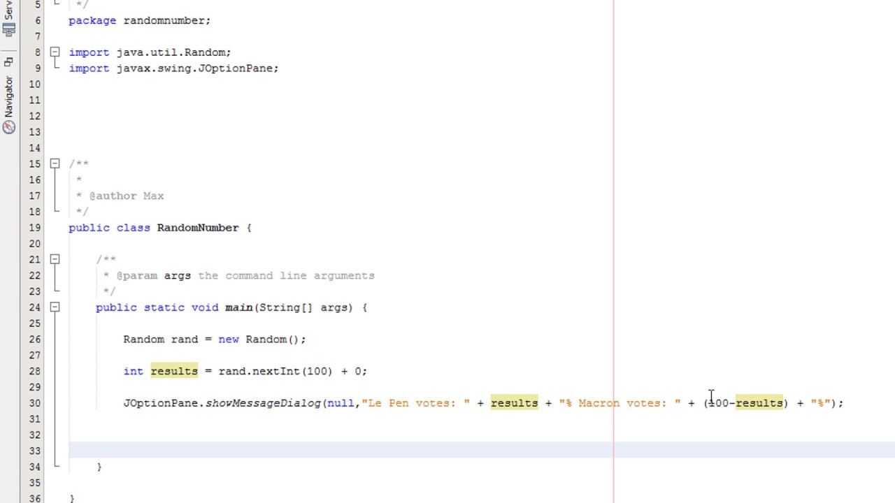 Java Random Number Generation (Le Pen vs Macron)