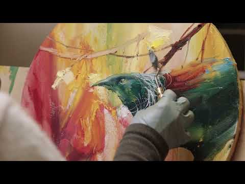 Tui bird oil colour painting by Min Kim