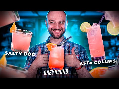 SALTY DOG, GREYHOUND, ASTA COLLINS — Dog cocktails with grapefruit juice