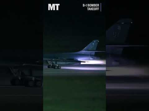 Watch a B-1B bomber blaze off the runway during takeoff