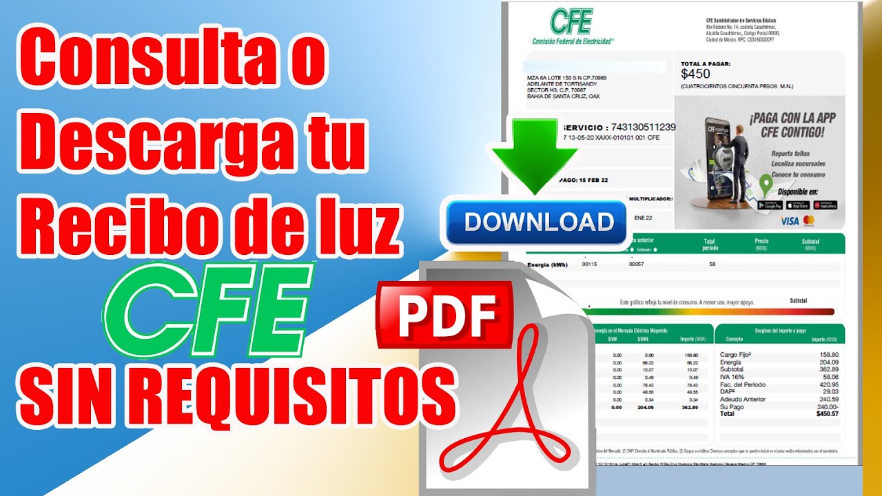 Steps to download your CFE electricity bill online in 5 minutes without registering.