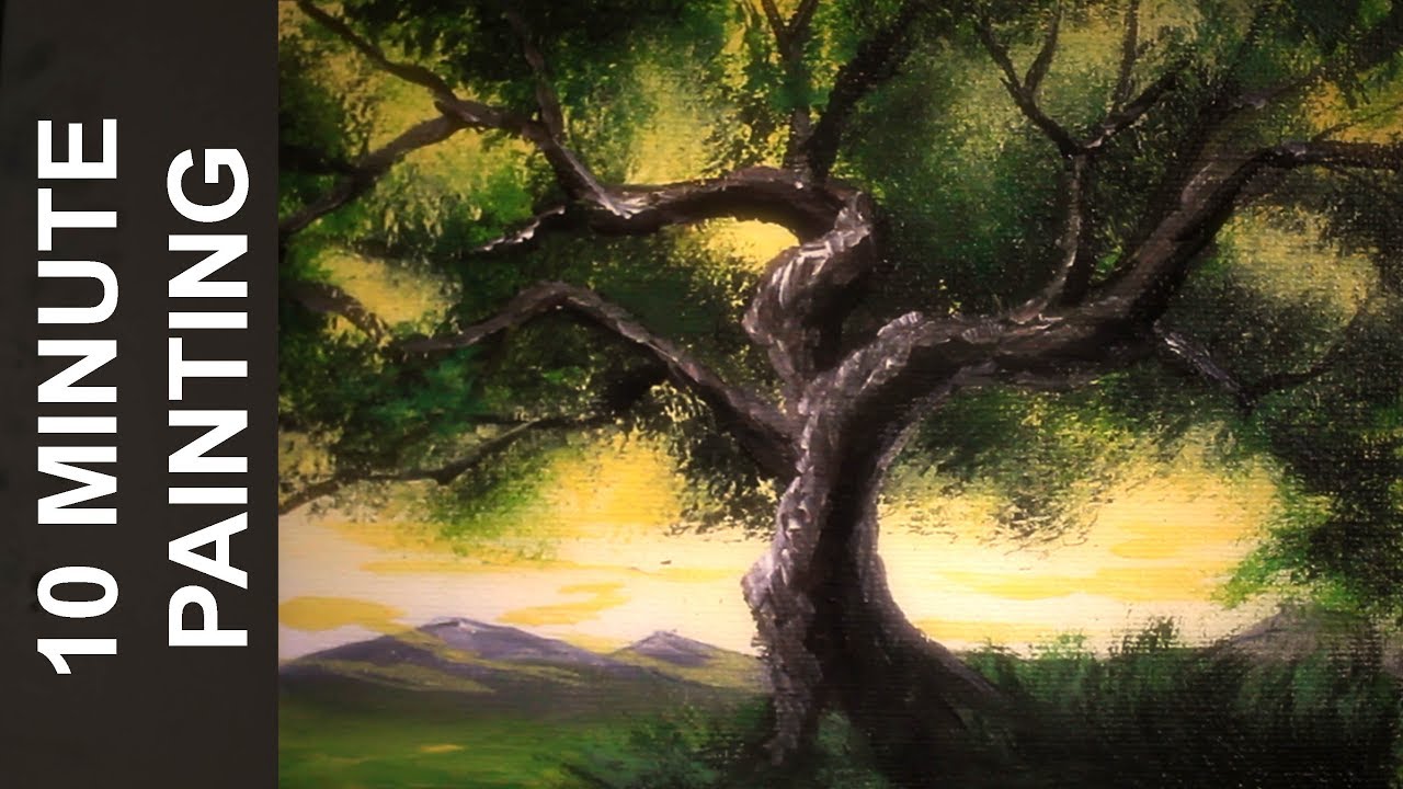 Painting an Angel Oak Tree With Acrylics in 10 Minutes!