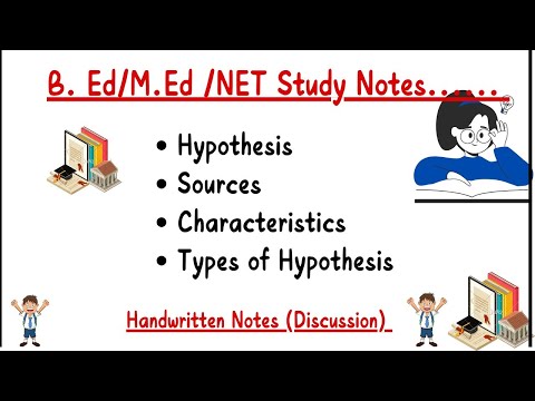 Hypothesis: Meaning, Sources, characteristics and Types | Handwritten Notes B.Ed/M.Ed/NET Exams