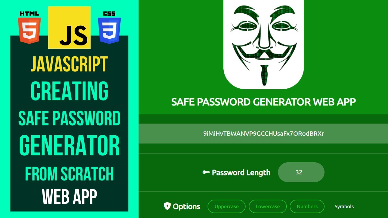 Creating A JavaScript Safe Password Generator Web Application From Scratch HTML/CSS/JS