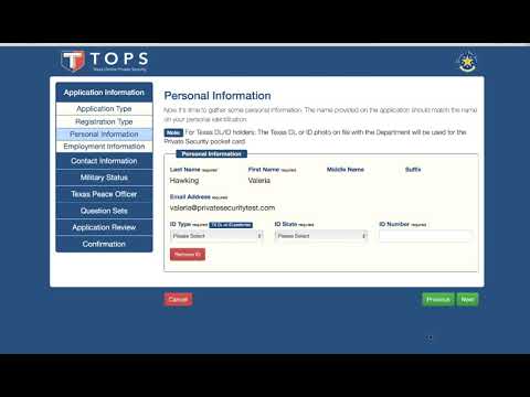 DPS Texas Online Private Security (TOPS) | New Individual Application
