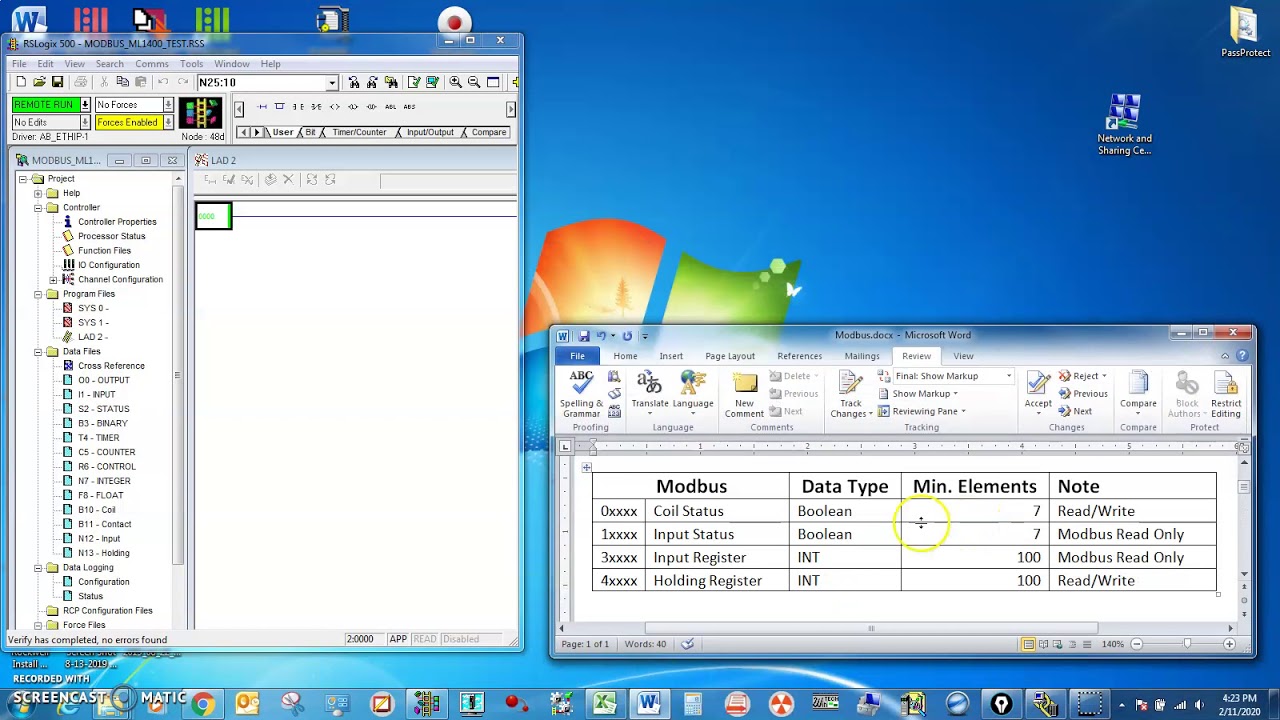 Micrologix1400 Modbus TCP Server Basic programming and setup