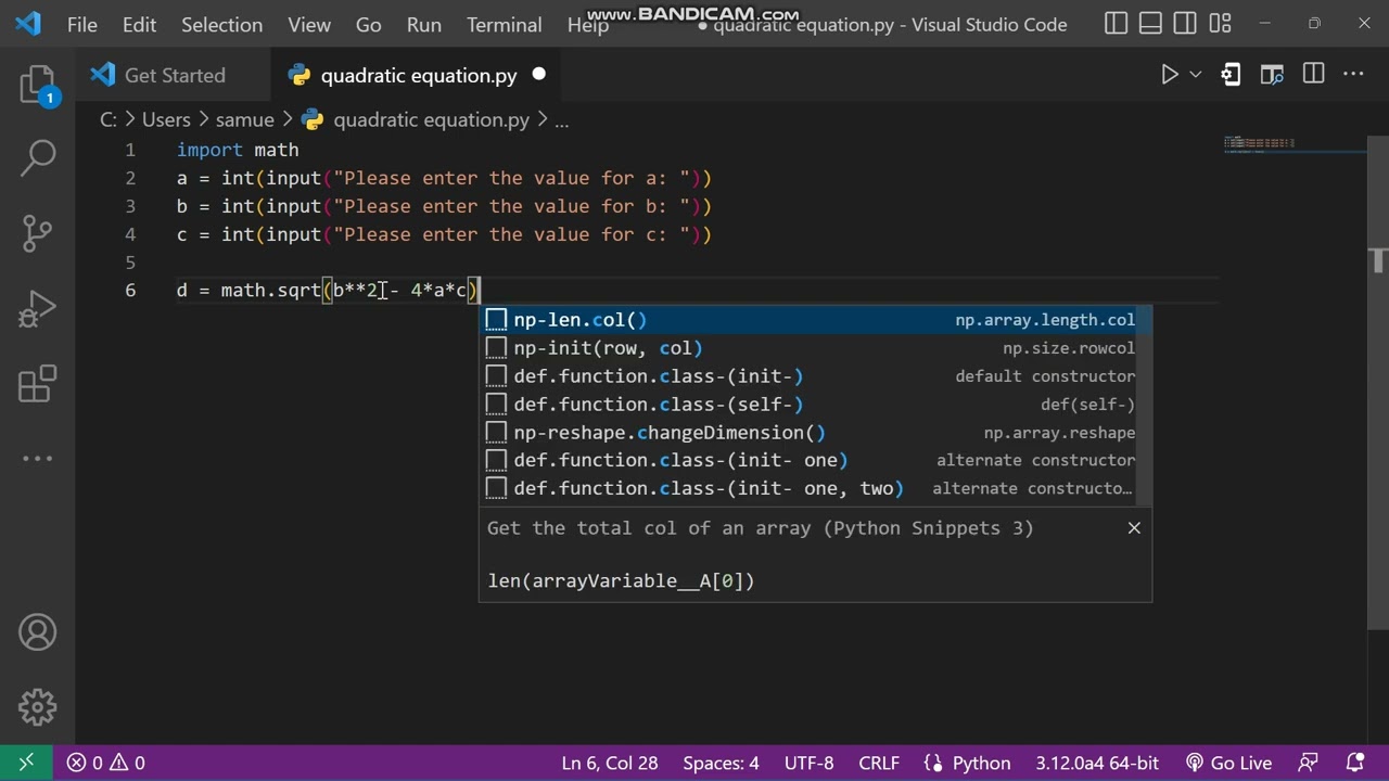 A Beginner's Guide to Solving Quadratic Equation with python