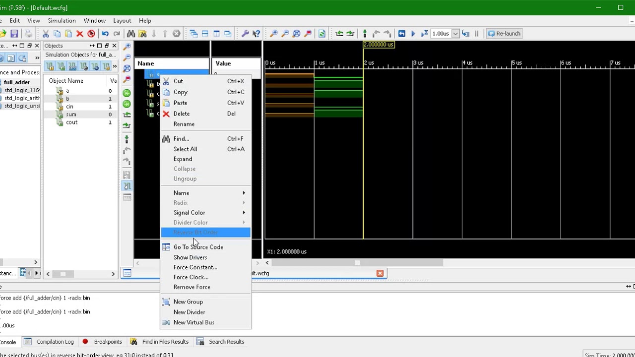 vhdl code for fulladder using dataflow method using xilinx and isim
