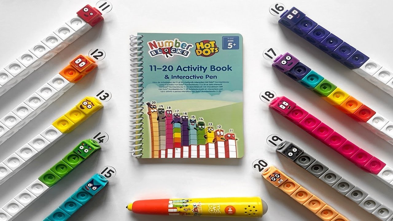 Numberblocks 11-20 Hot Dots Activity Book & Interactive Pen | Numberblock Mathlink Cubes 1-20