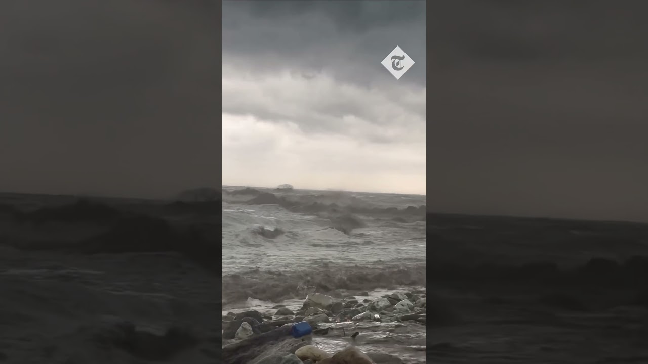 Greece storms: Car washed into sea in Agios Ioannis