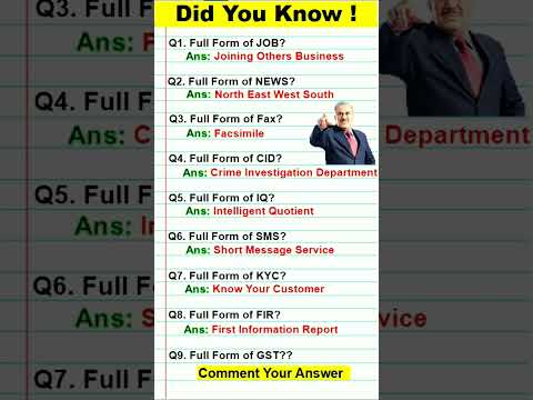 Important Full Forms 👍 | General Knowledge | #knowledge #gk #shorts #cid #gst #job #news