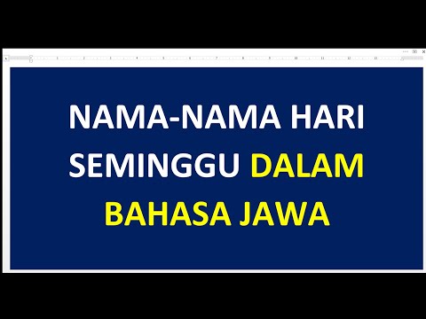 Javanese NAMA-NAMA HARI SEMINGGU DALAM BAHASA JAWA