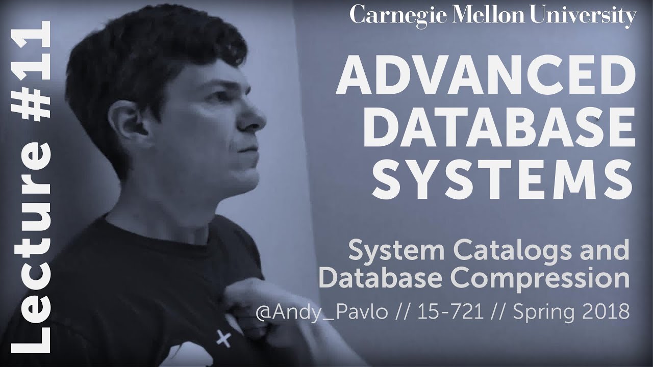 CMU Advanced Database Systems - 11 System Catalogs & Database Compression (Spring 2018)
