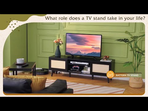 WLIVE TV Stand for 65 Inch TV, 58" Boho Entertainment Center, TV Stand for Living Room