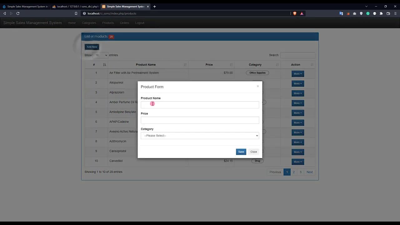 Simple Sales Management System in PHP using CodeIgniter DEMO