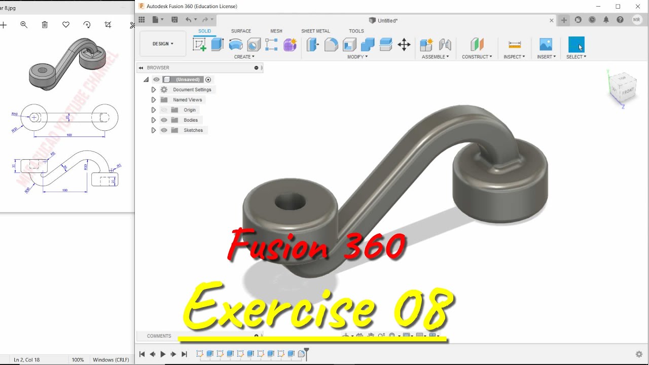 Exercise 08 Fusion 360 Basic Part Design Tutorial For Beginner