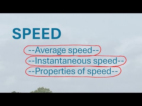 Speed | instantaneous speed | average speed | properties of speed