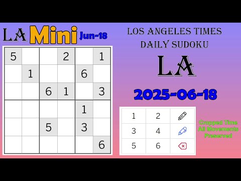 Los Angeles Times Daily Sudoku 2025-06-18 2180 Mini