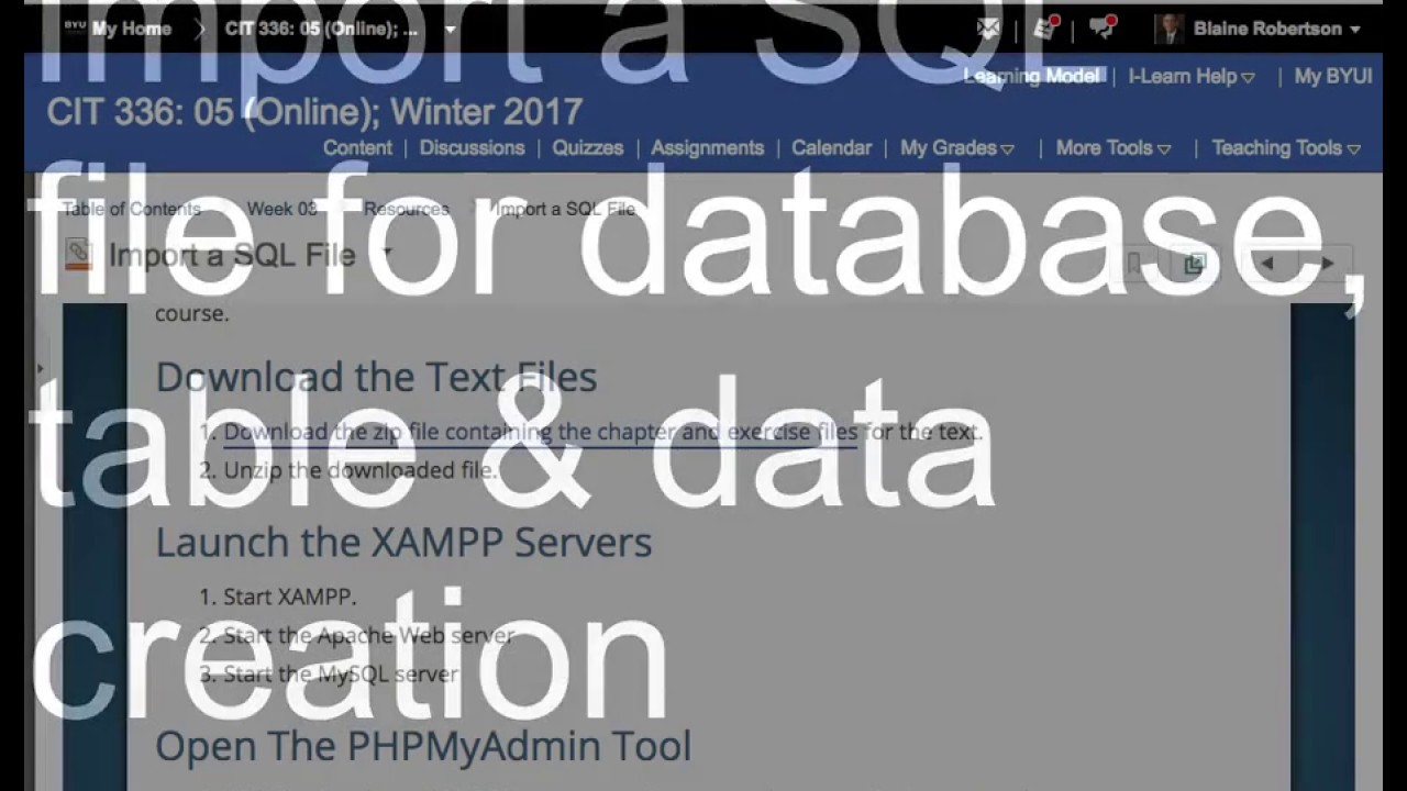 Import a SQL File to Create a Database