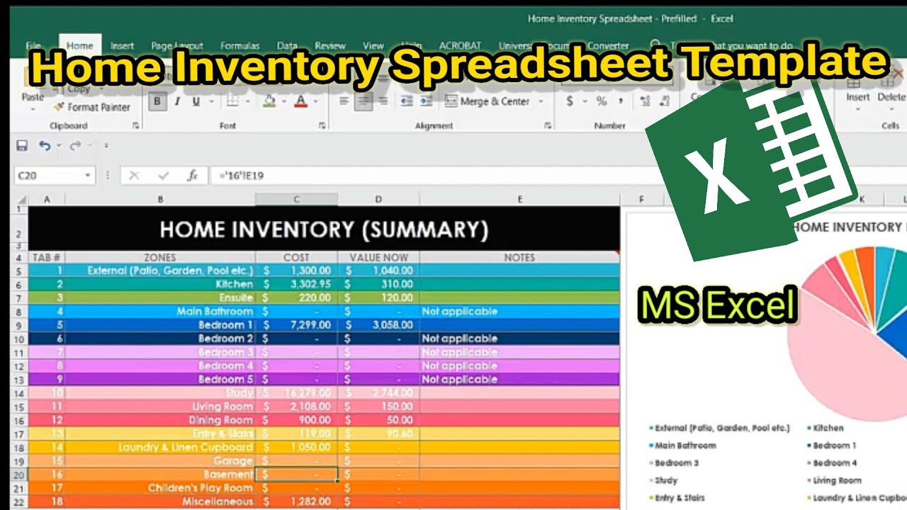 Home Inventory Spreadsheet Template