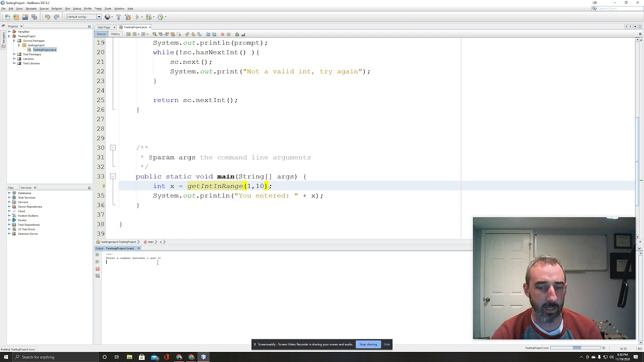 Video Lesson - input validation with ints in Java