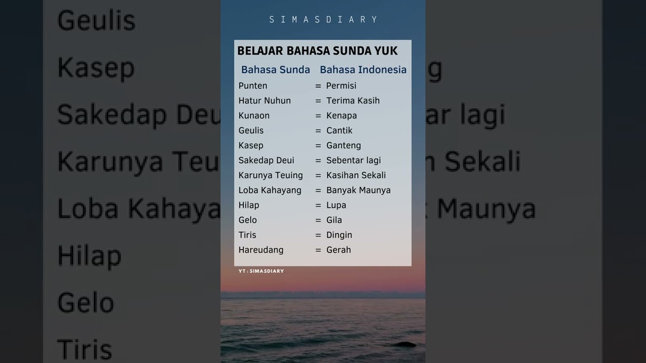 BELAJAR BAHASA SUNDA YUK  - SimasDiary