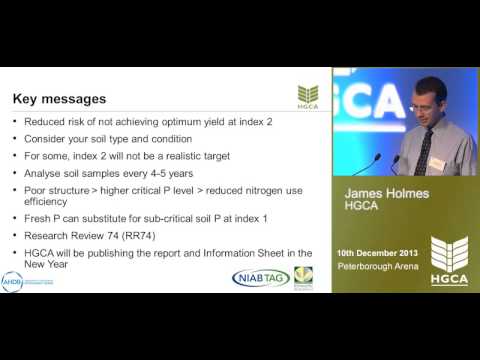 Efficient use of phosphate (James Holmes) Agronomists’ Conference 2013