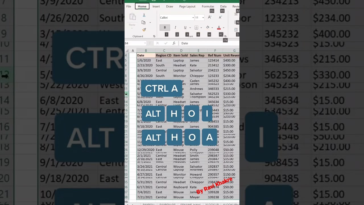 Excel Trick Auto Fit ROW & COLUMN by using shortcut key ALT H.O.I , ALT  H.O.A