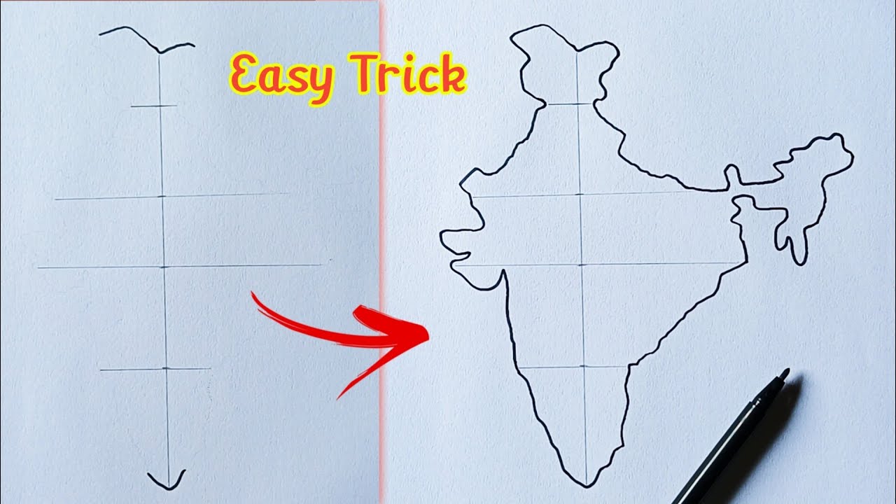 How To Draw India Map Easily / Indian Map Drawing Easy