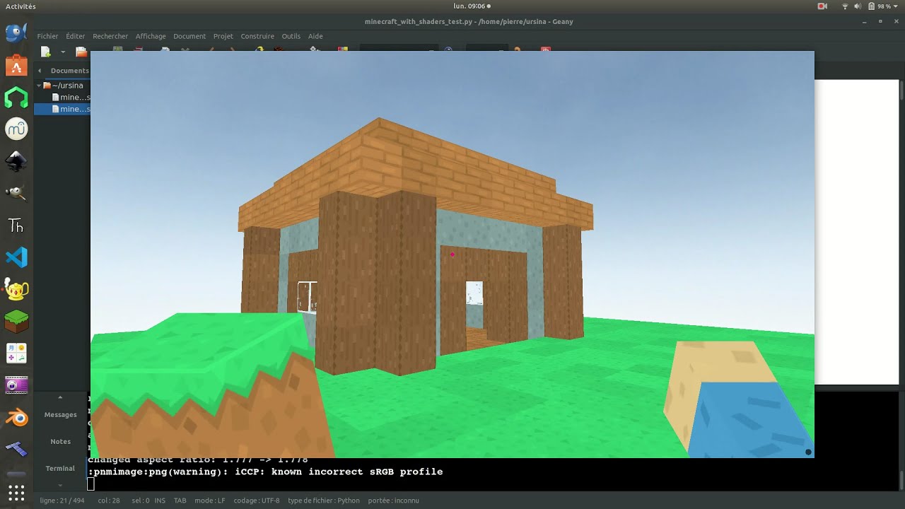 Minecraft in python with less than 500 lines of code [Using the Ursina engine]