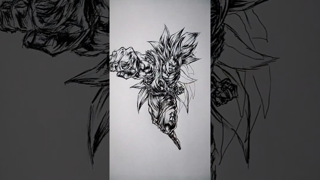 Speed drawing StickMan Goku SuperSaiyan3 😳 #shorts #anime #drawing