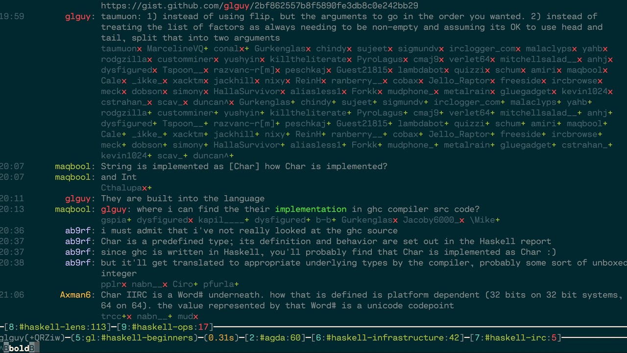 glirc IRC client demonstration