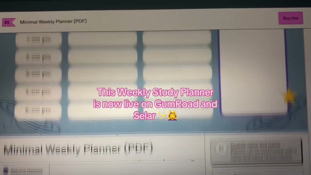 Minimalist Weekly Study Planner (PDF) now available on Gumroad & Selar.