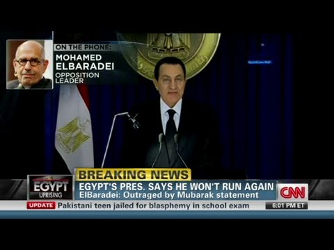 CNN: Mohamed ElBaradei outraged by Mubarak's speech