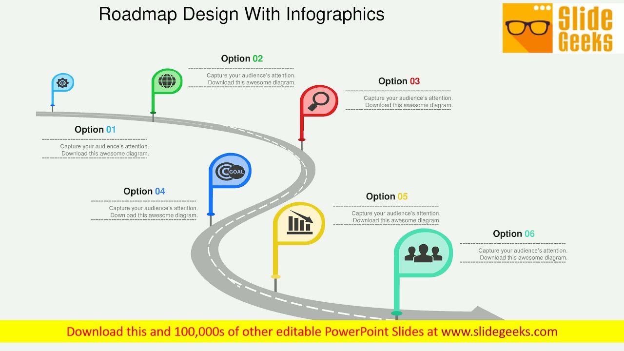 Roadmap Design With Infographics Powerpoint Templates