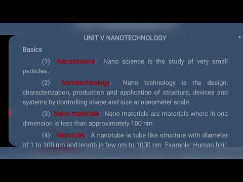 Basic terms in Nanotechnology