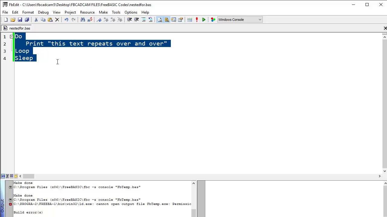FbCadCam Tutorial: Do Loop (FreeBASIC) # 7