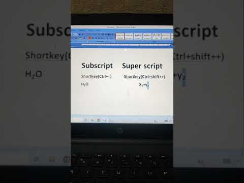 subscript and superscript Short key in ms word