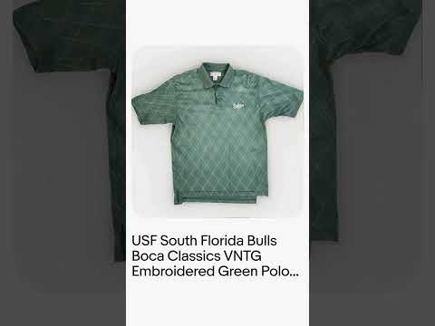 USF South Florida Bulls Boca Classics VNTG Embroidered Green Polo Shirt Men’s LG