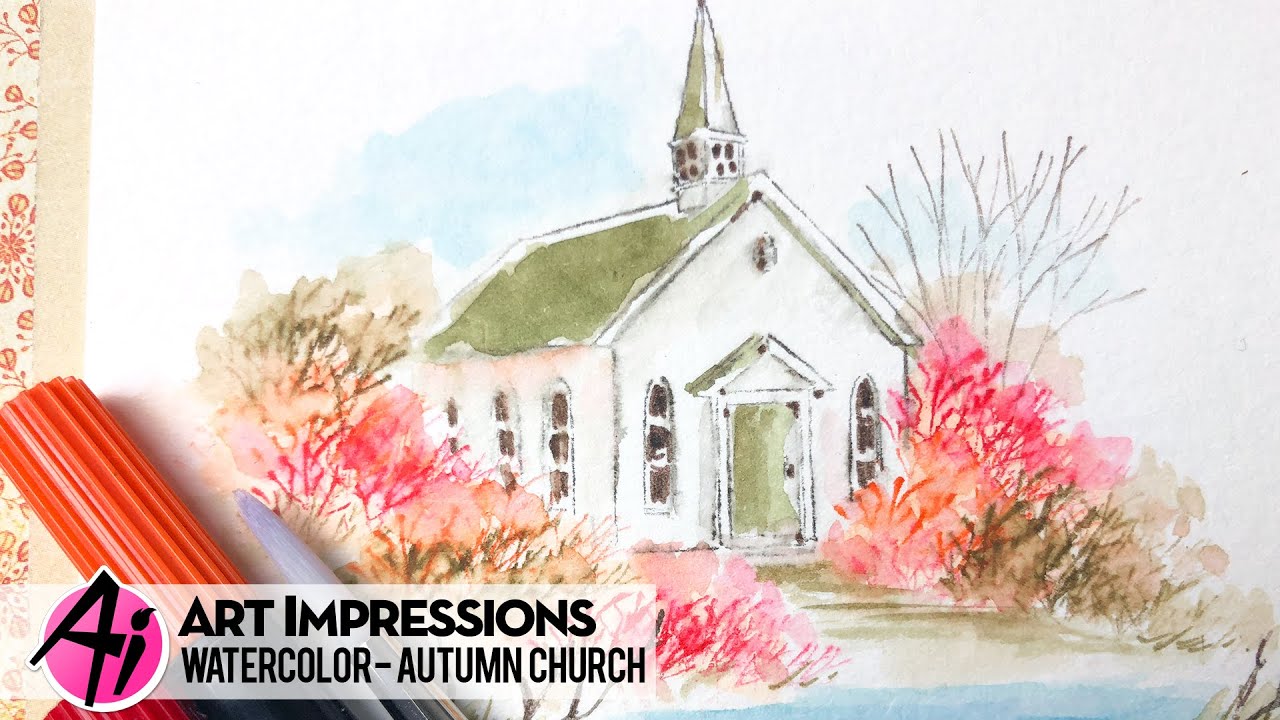 Ai Watercolor - Autumn Church