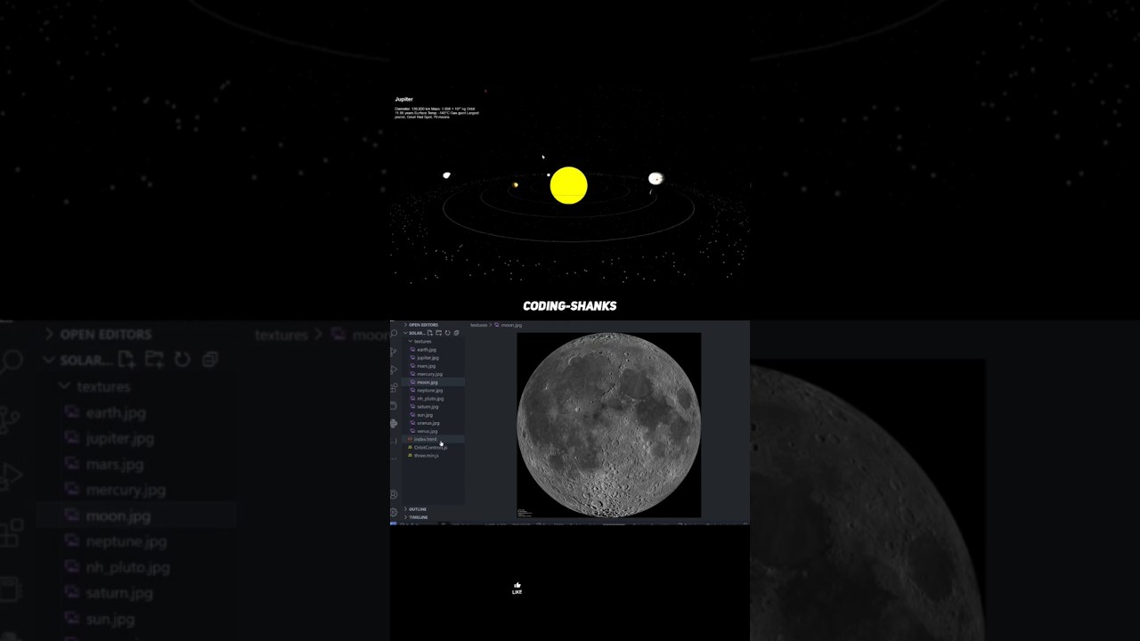 Mind-Blowing 3D Solar System with JavaScript! 🌌🚀 #ThreeJS #Space #coding #simulator #3d