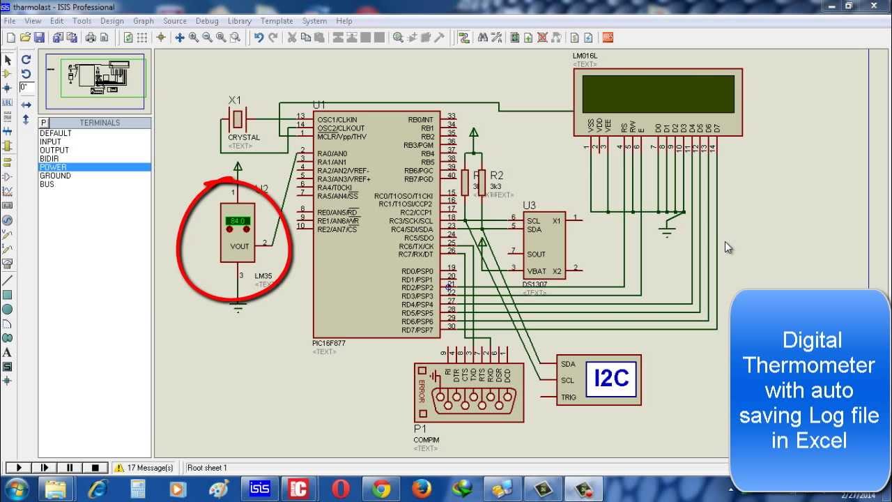 digital thermometer with auto saving log file in excel by Pic microcontroller
