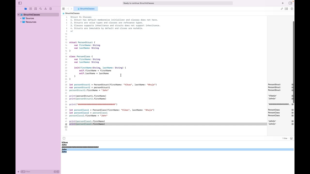 Struct vs Classes difference | iOS interview question
